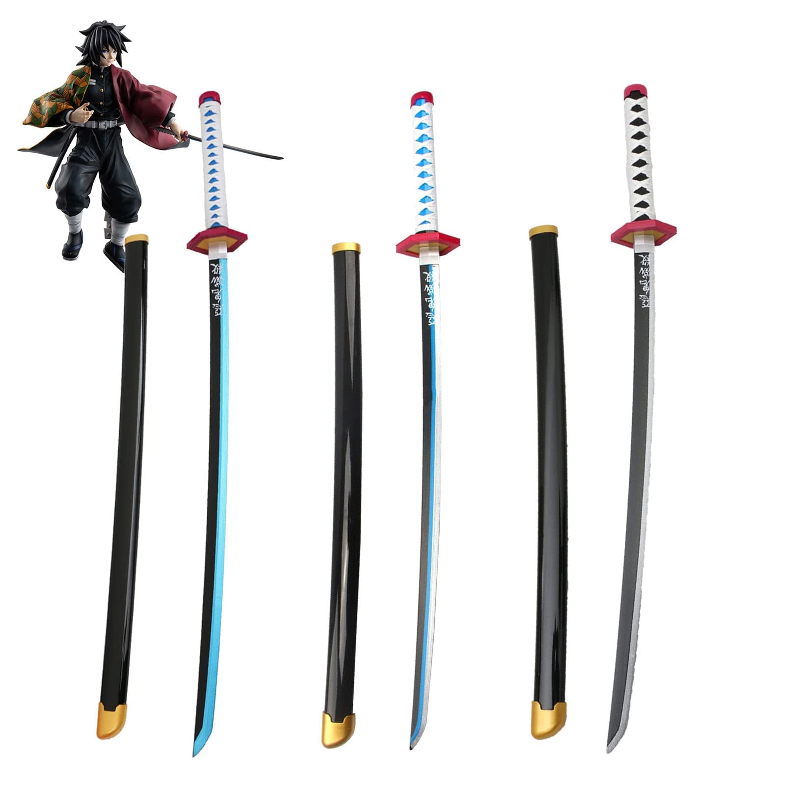 Buy Vrseis Demon Slayer Giyuu Wooden s for Kids 29/40 Inches Katana ...