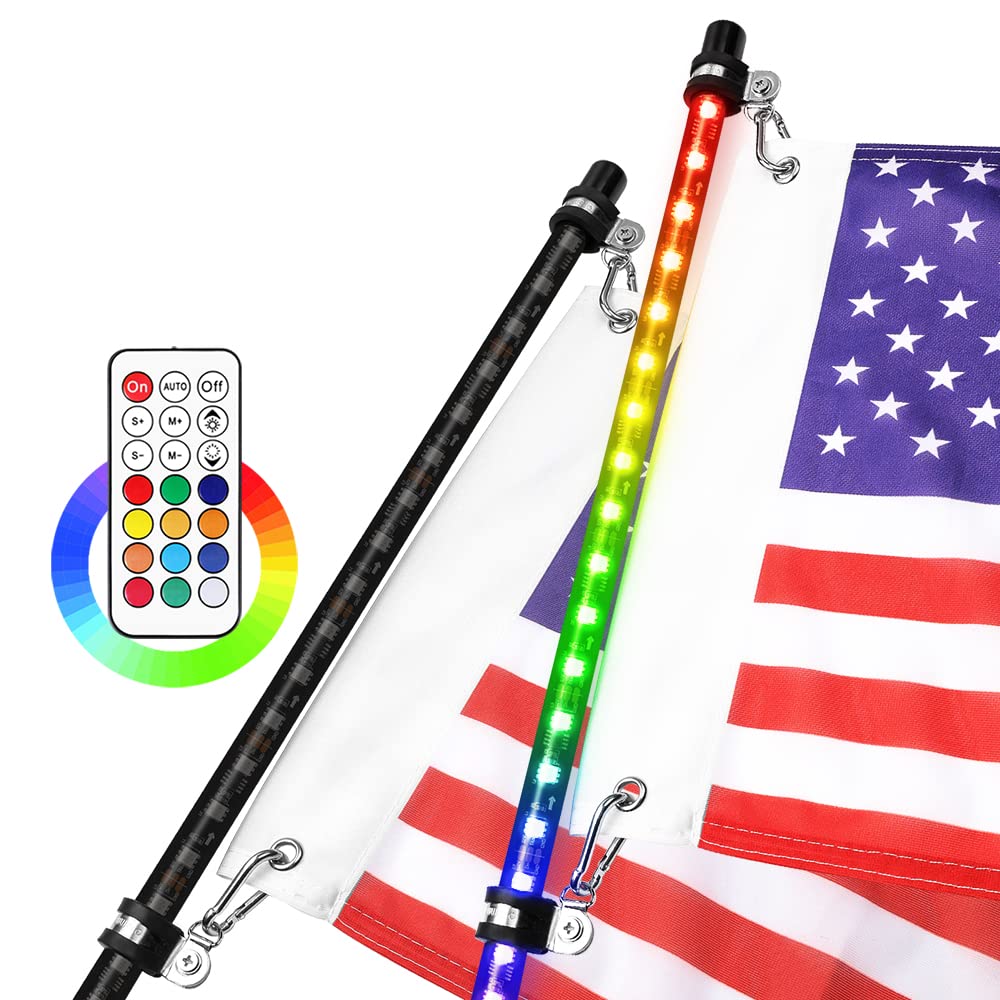 Nibright 2pcs 2ft Led Whip Lights With Remote Control Lighted ...