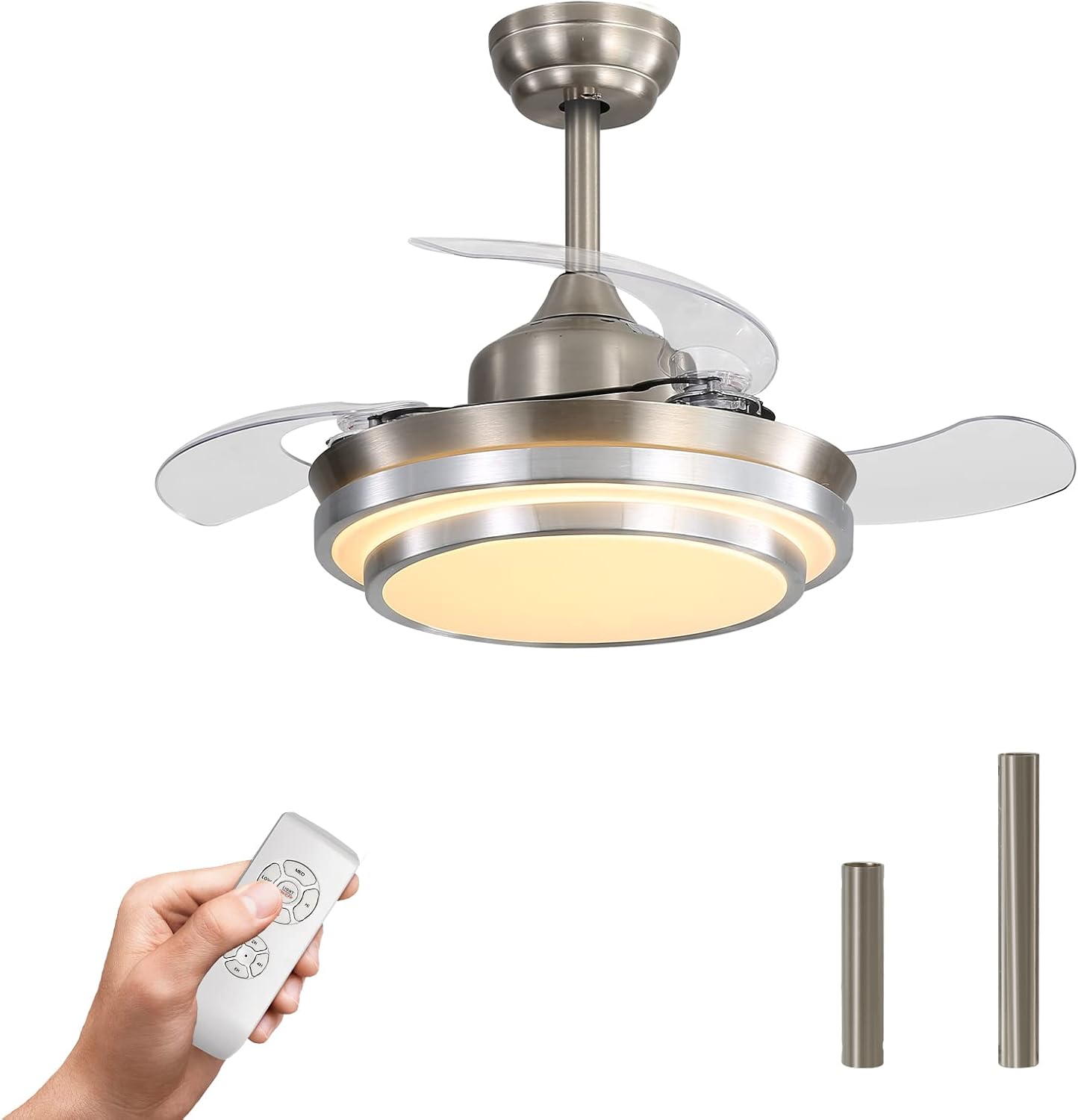 Amazon.com: warmiplanet Retractable Ceiling Fans with Lights and remote ...