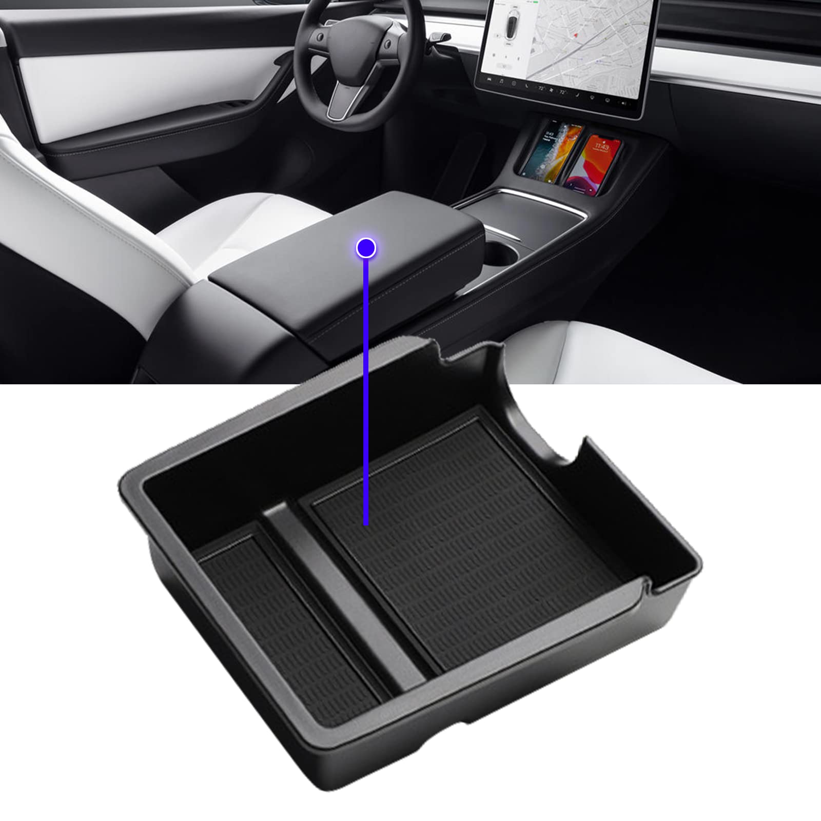 Snapklik.com : Tesla Model Y Model 3 Center Console Organizer Tray For ...