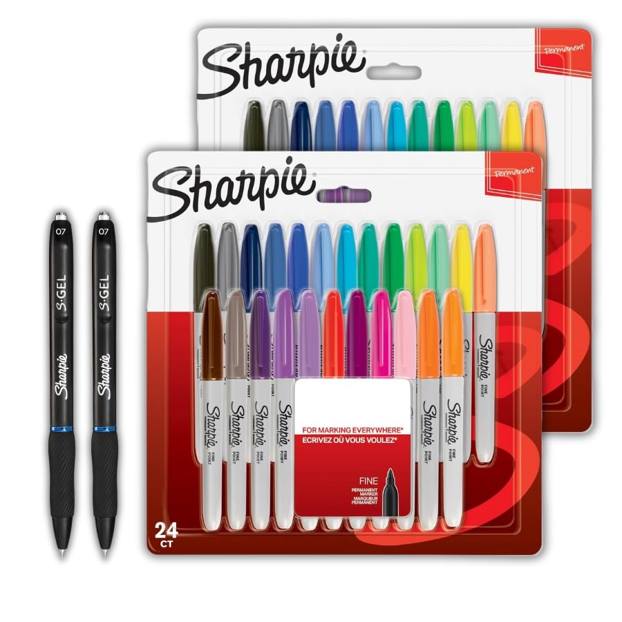 Sharpie Permanent Markers | Fine Point | Assorted Colours | 2x 24 Count ...