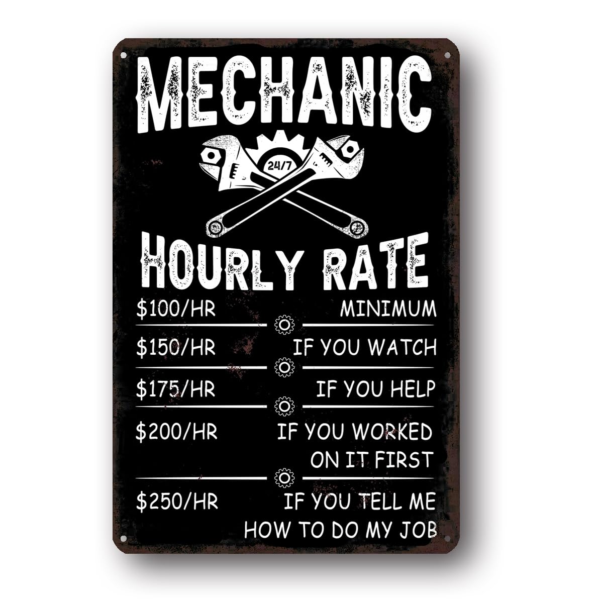 Amazon.com: Mechanic Hourly Rate Reproduction Sign Mechanical Garage ...