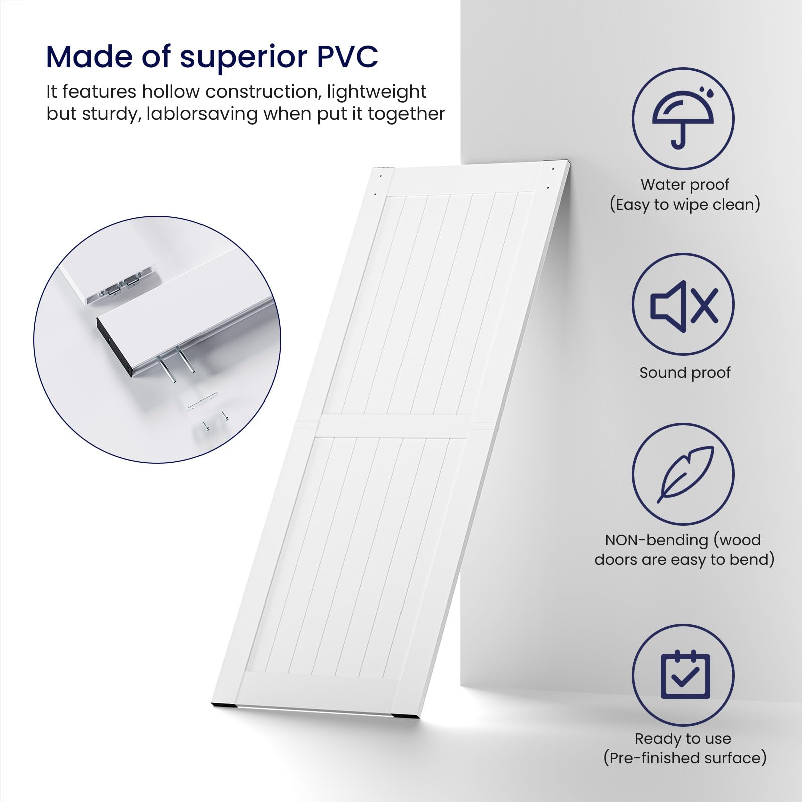 Snapklik.com : SmartStandard 38 X 96 Inch White PVC Vinyl Barn Door ...