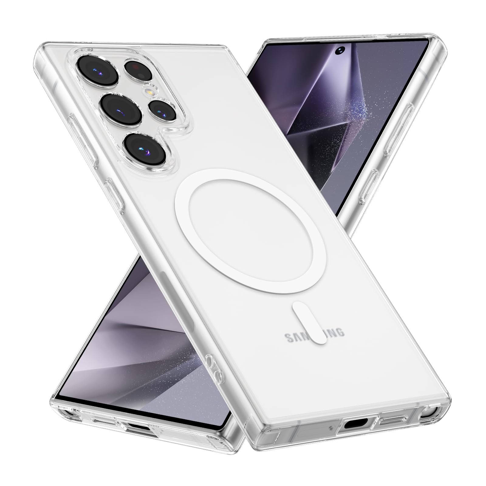 Amazon.com: RALEAVO for Samsung Galaxy S24 Ultra Case Clear Magnetic Phone Case [Compatible with ...