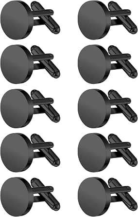 Newcotte 5 Pairs Round Blank Cufflinks Men's Shirts Cufflinks Bulk ...