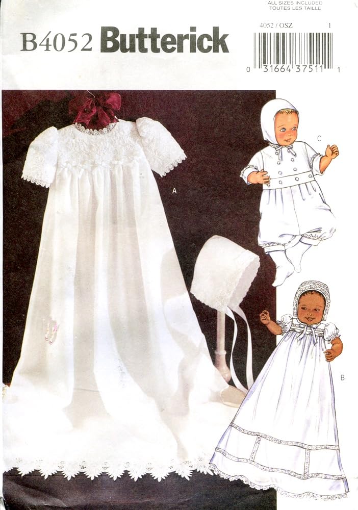 Amazon.com: BUTTERICK PATTERNS B4052 Infants' Dress, Jumpsuit and Hat ...