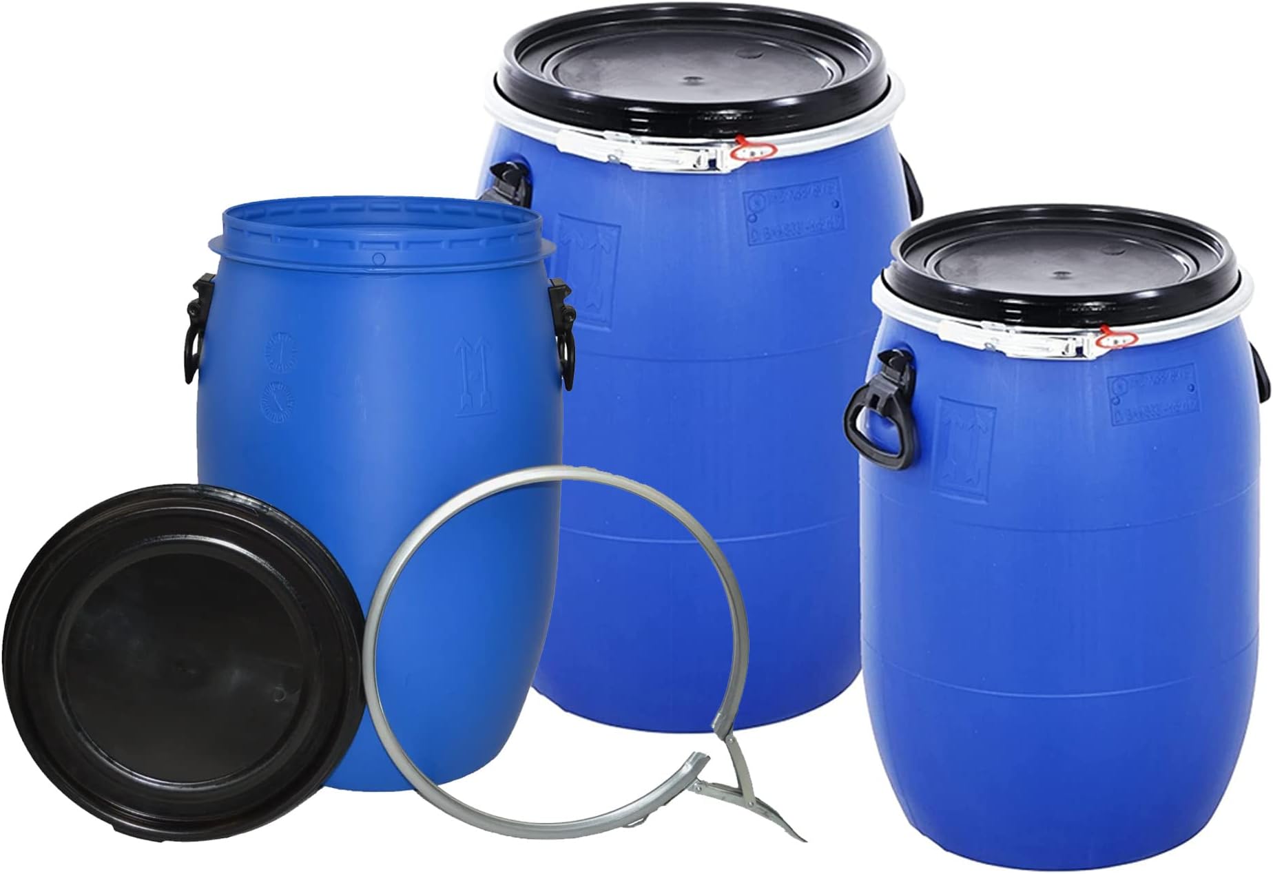 ITP Packaging 30 Litre Plastic Blue Open Top Storage Barrel Drum Keg ...