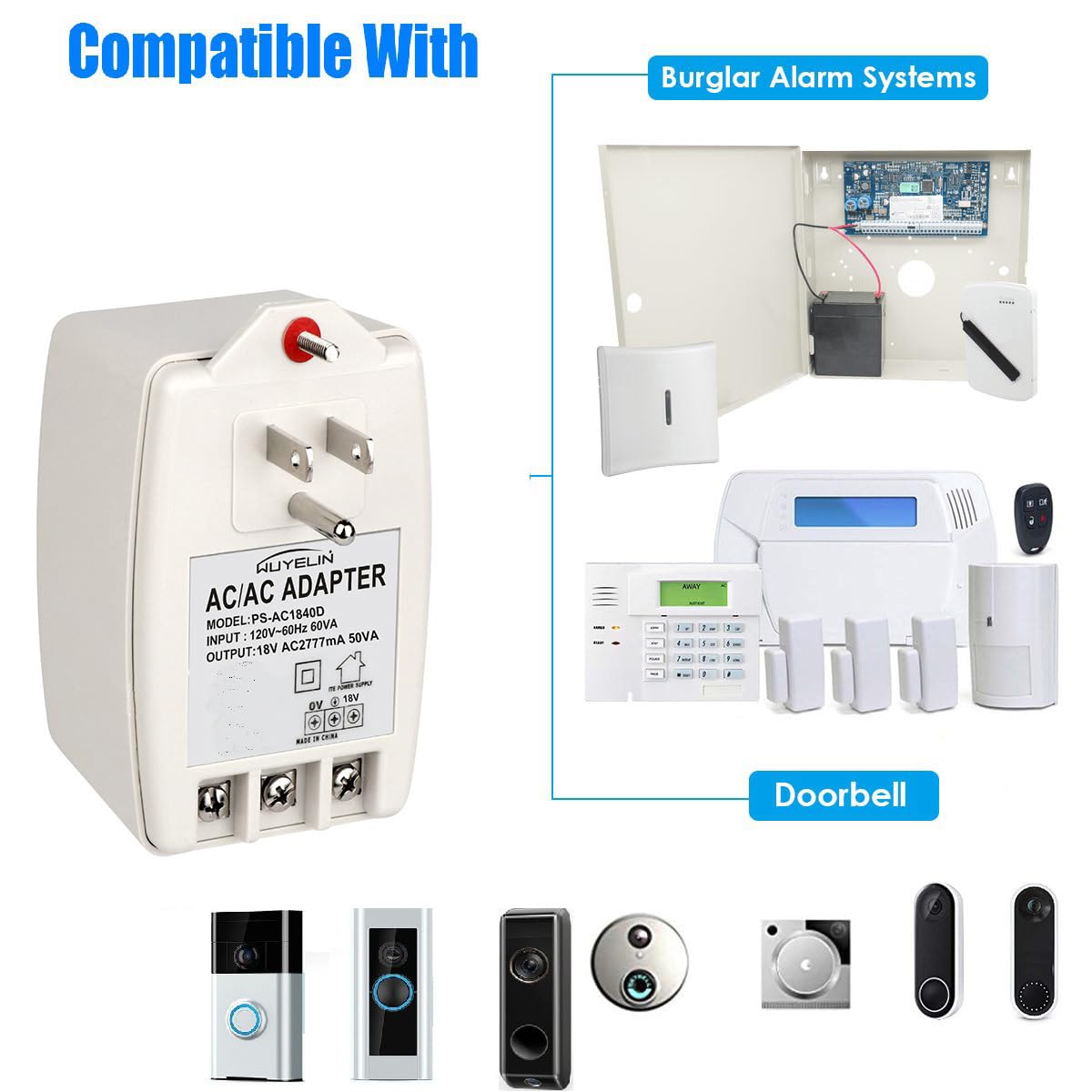 Snapklik.com : 18V 50VA Alarm Systems Security Gate And Doorbell ...