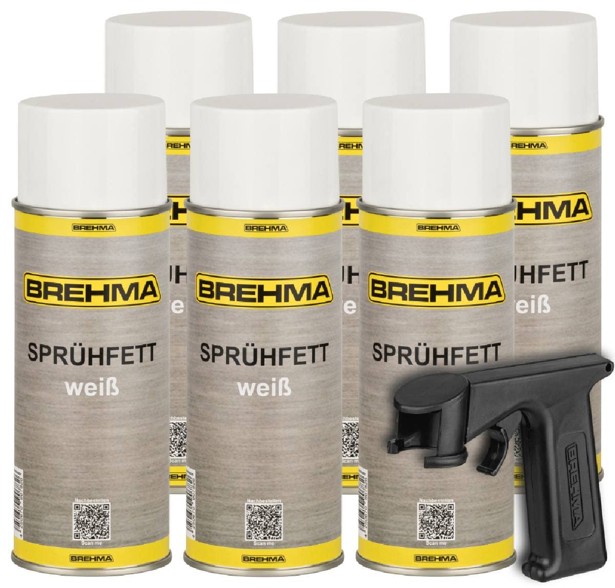 6x BREHMA Weisses Sprühfett mit PTFE -50°C bis +170°C, Schmierfett ...