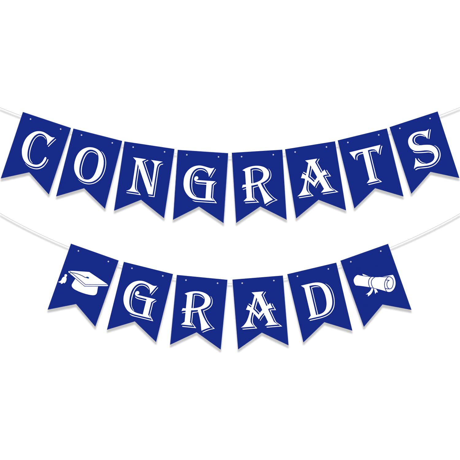 Buy PTFNY Congrats Grad Banner Blue White Graduation Bunting Banner ...