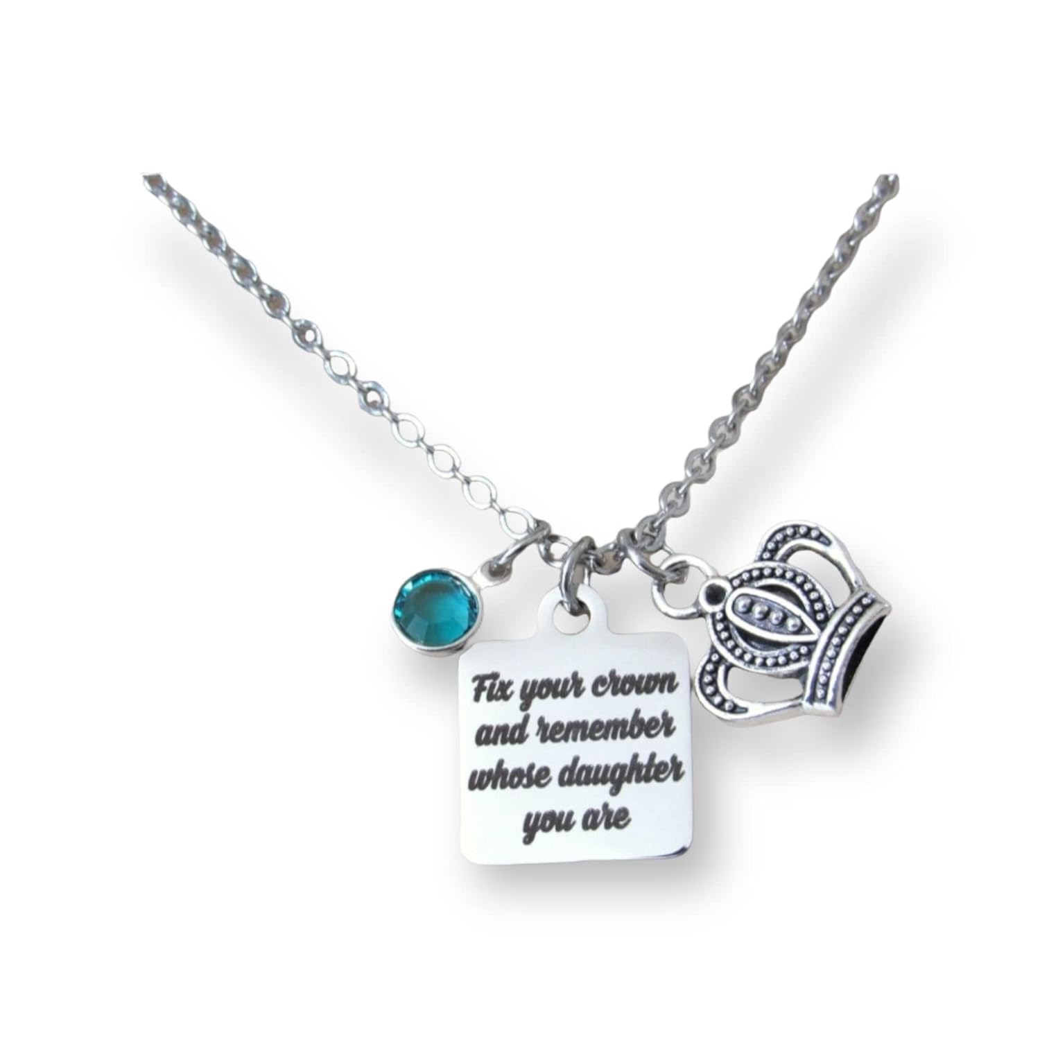 Amazon.com: Fix Your Crown & Remember Whose Daughter You Are Necklace ...