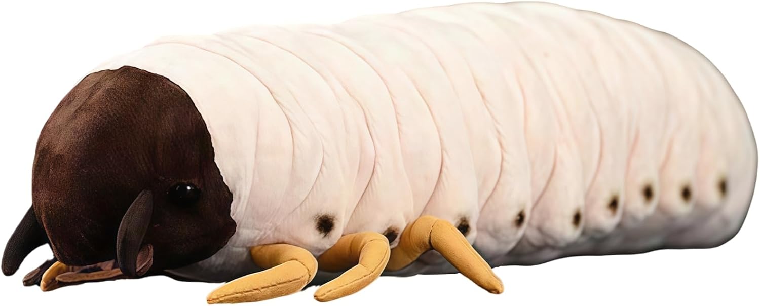 Amazon.com: Giant Realistic Grub Worm Plush Toy 13.7 Inch Lifelike ...