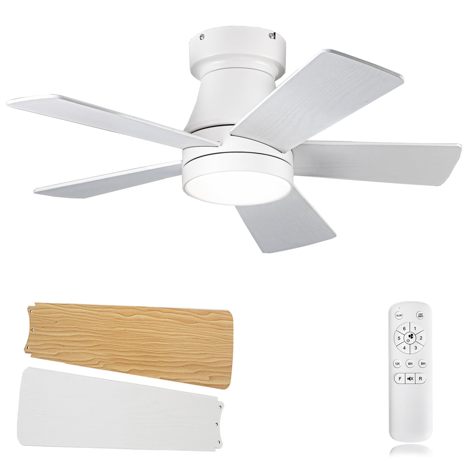 Amazon.com: Ceiling Fans with Lights, 30 inch Low Profile Ceiling fan ...