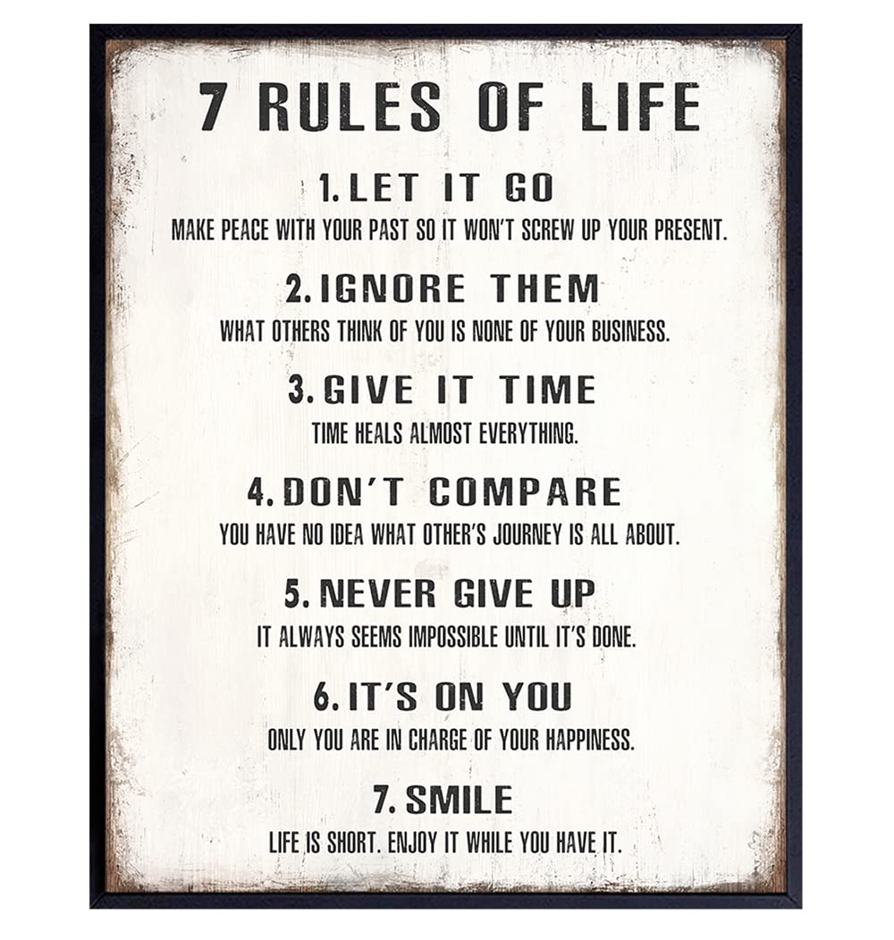 Amazon.com: 7 Rules Of Life Wall Art - Inspirational Wall Art ...