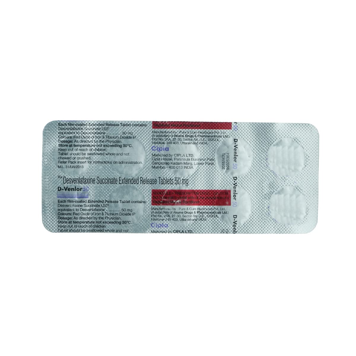 D-Venlor 50MG - Strip of 10 Tablets : Amazon.in: Health & Personal Care