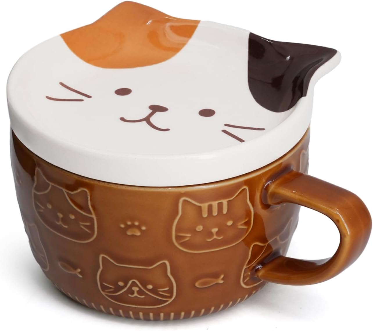 Amazon.com | Face The Mug 10oz Premium Porcelain Calico Cat Coffee Mug ...