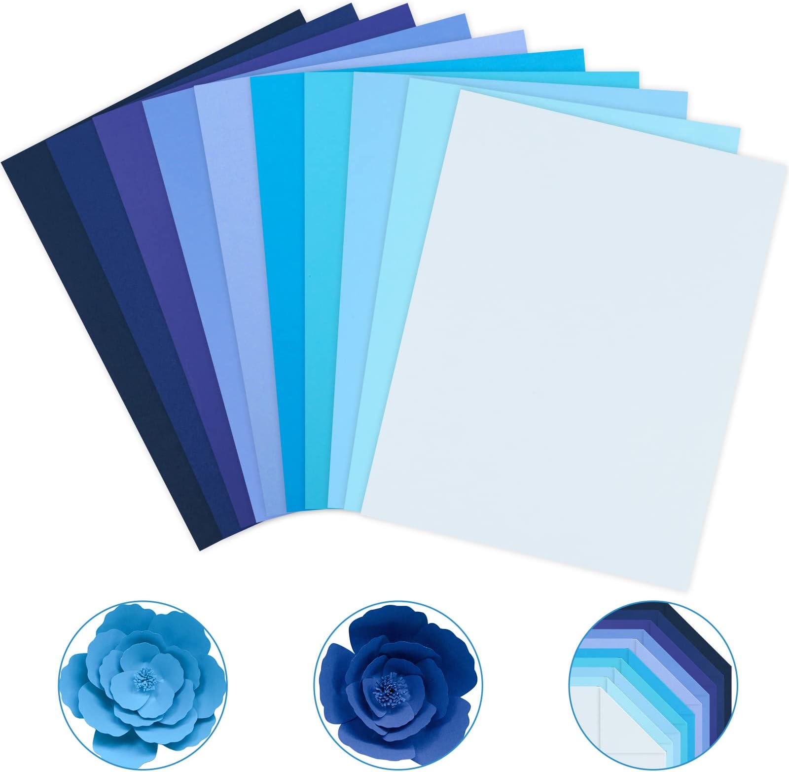 Amazon.com : Whaline 50 Sheets 8.5 x 11 Inch Assorted Blue Colored Card ...