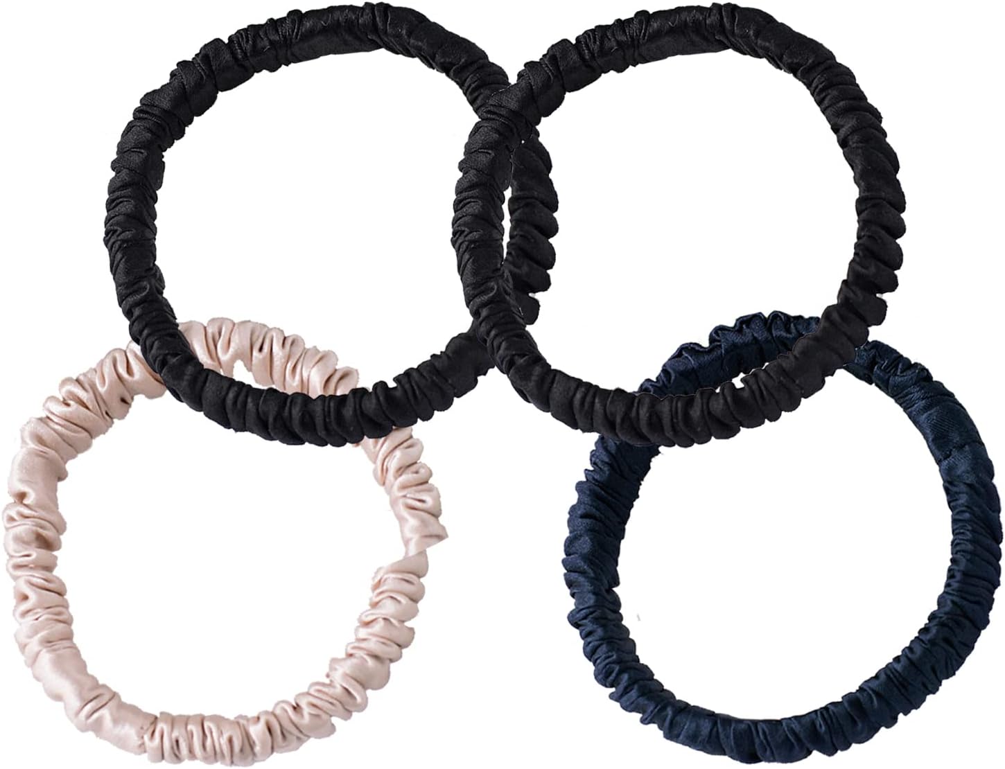 Silk Scrunchie, 100% Pure Mulberry Silk Scrunchie Small Slim Hair Tie ...