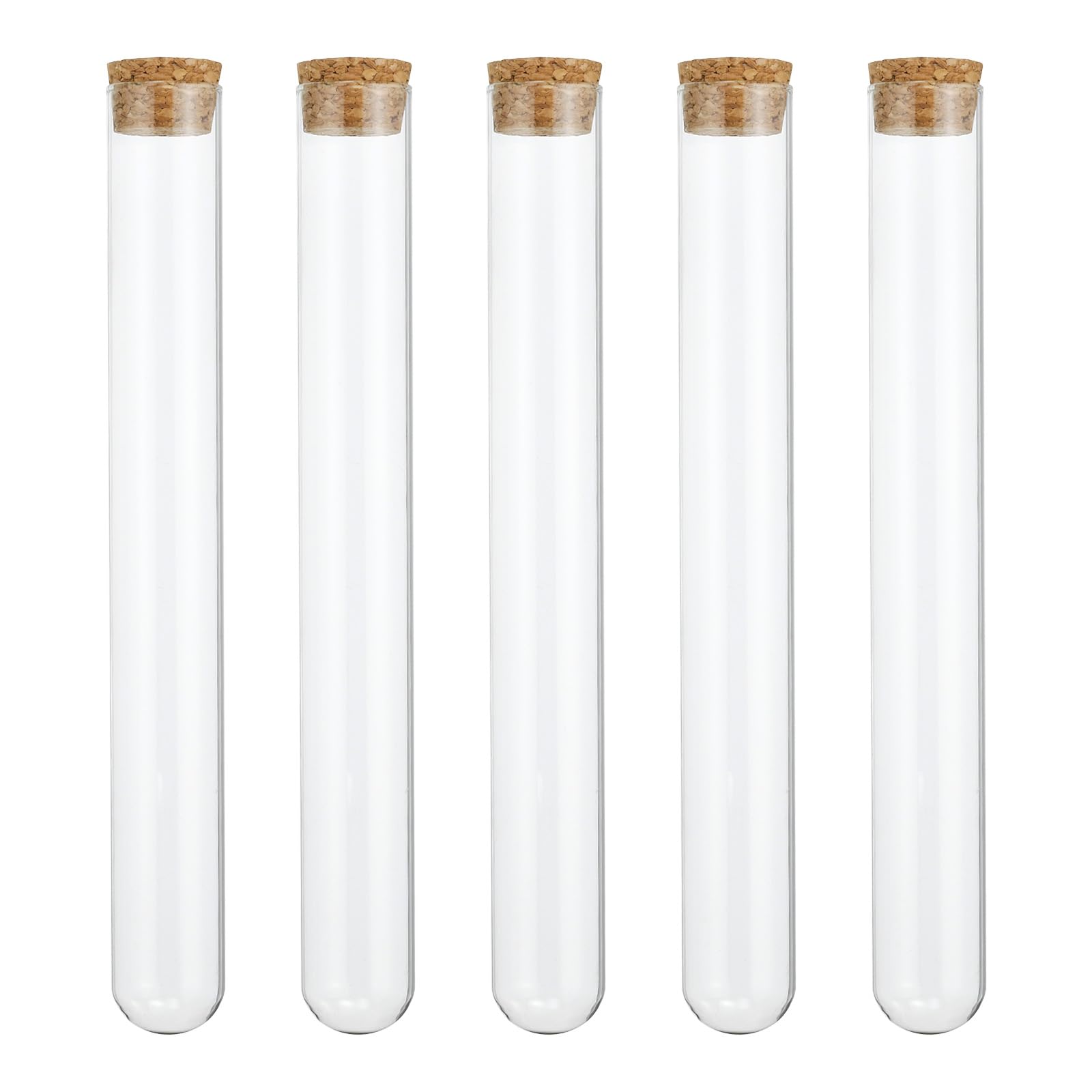 PATIKIL 70ml Test Tubes, 5pcs 7.87x0.98in Glass Clear Round Bottom Test ...