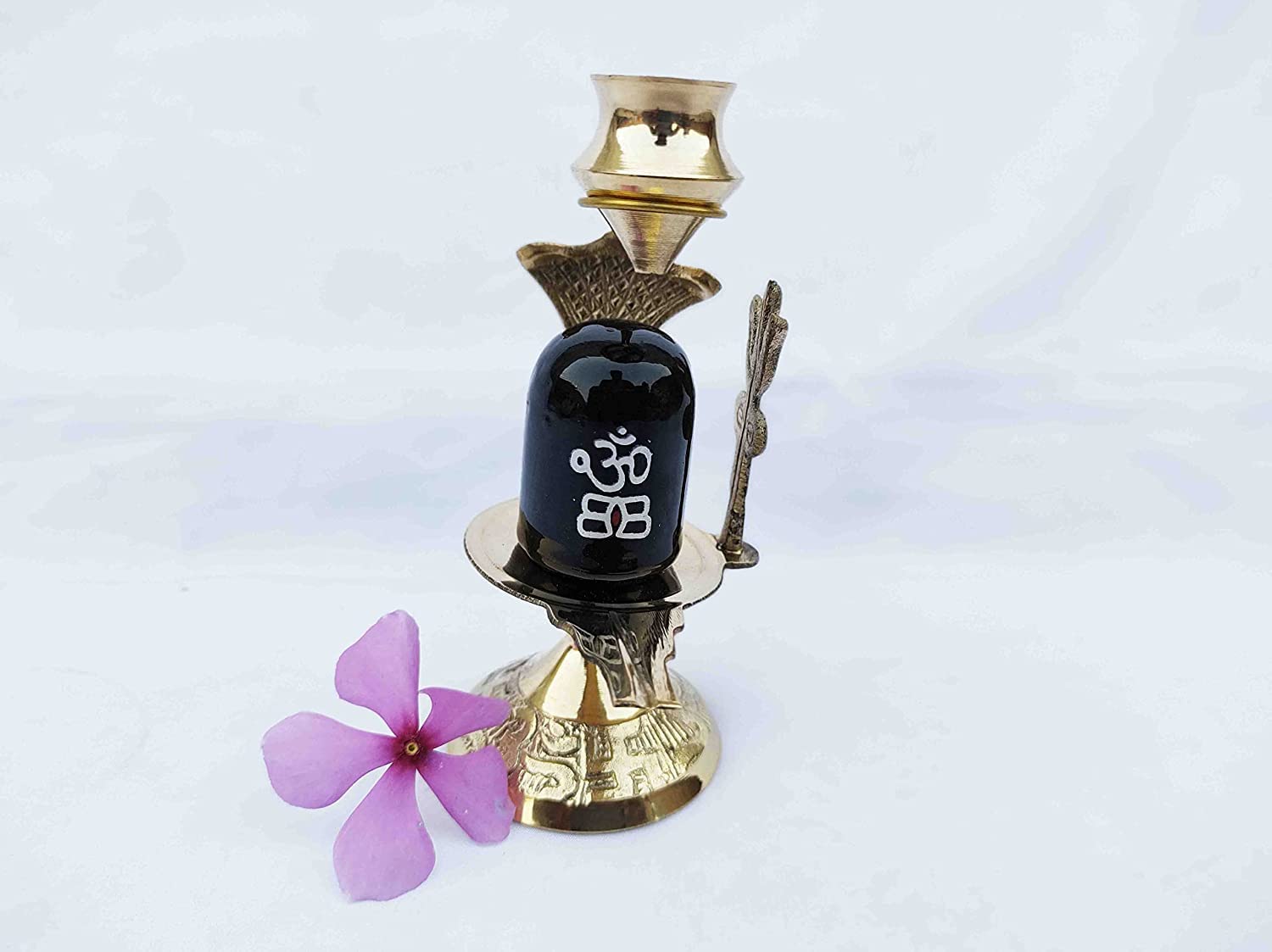Buy DEV POOJA STORE Brass Black Shivling with Stand and Abhishek Patra ...