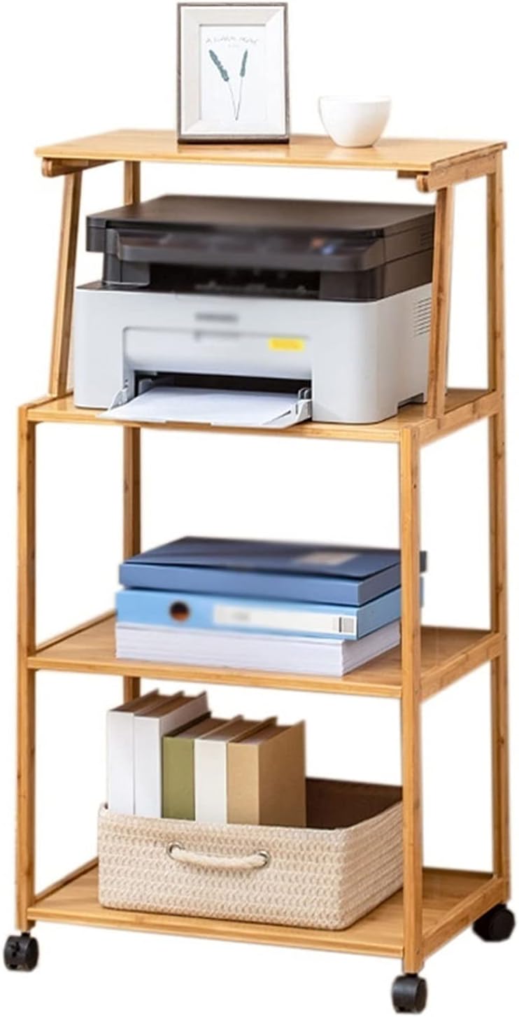 Amazon.com : VALTEV Bamboo Printer Stand, 4-Layer Floor-Standing ...