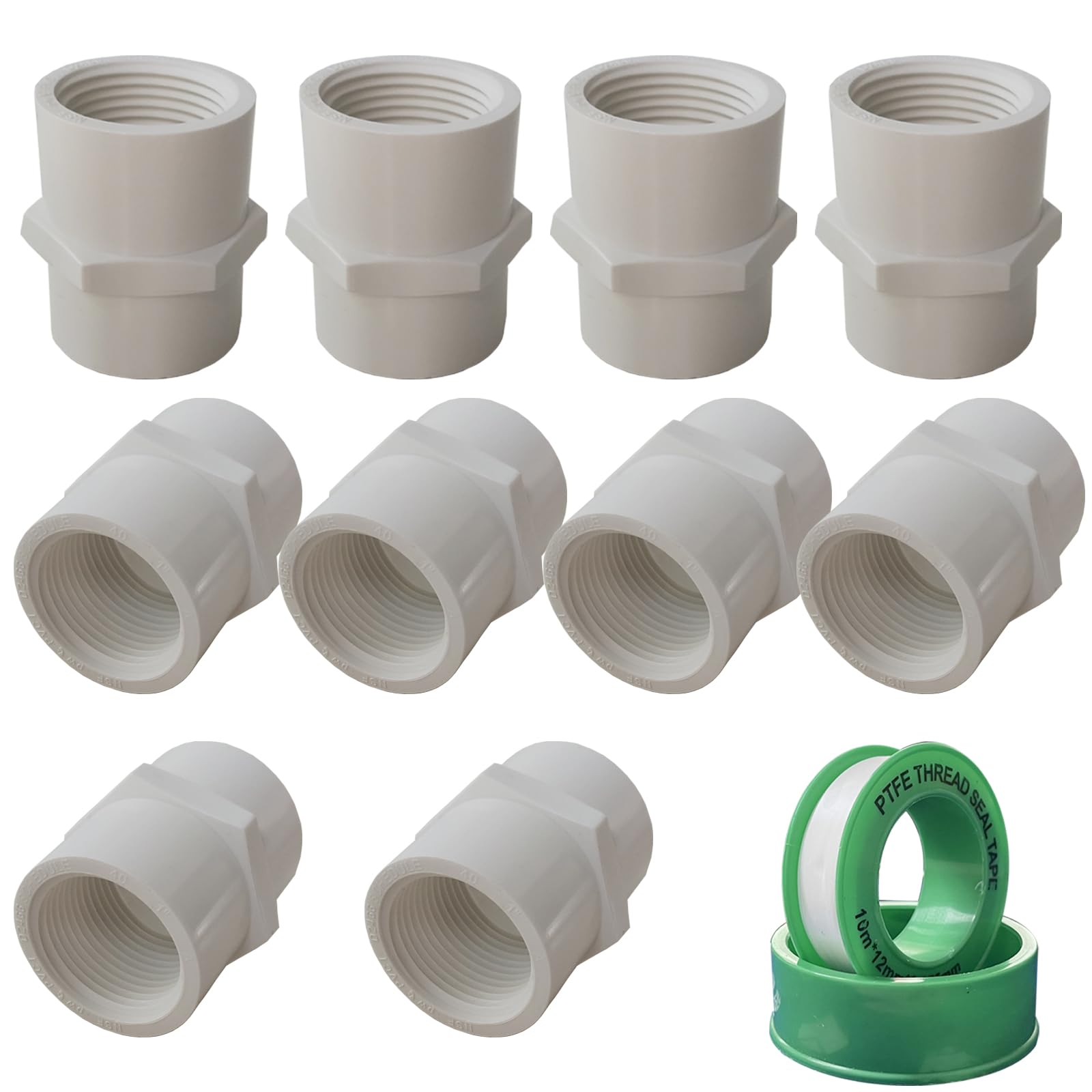 Amazon.com: 10Pcs White PVC Pipe Fitting, 3/4 inch NPT Female Thread ...