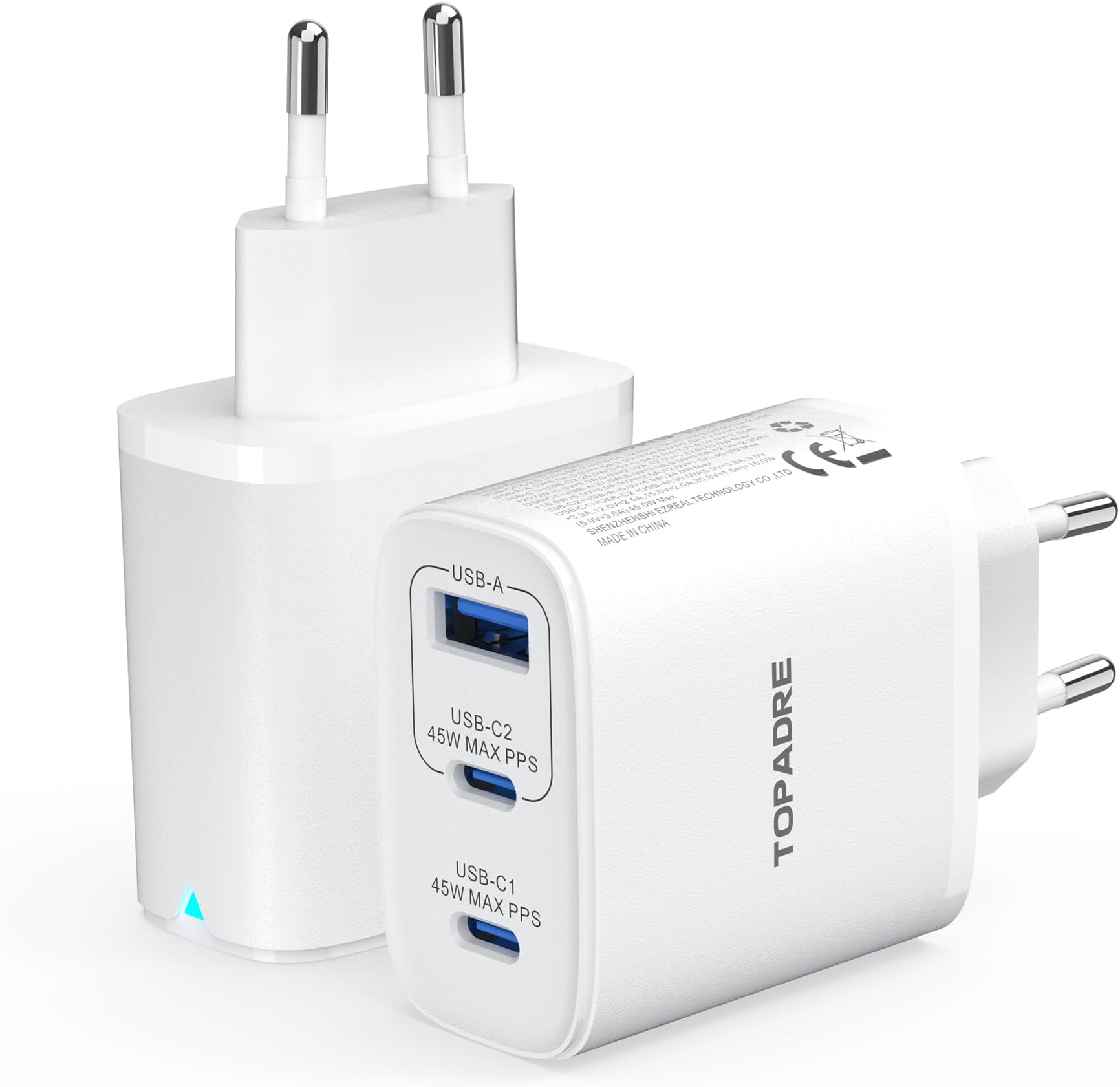 45W 2-Port Rapide USB C Chargeur pour Samsung Galaxy S25 S24 S23 S22 S21 Ultra FE 5G S20 S10 ...