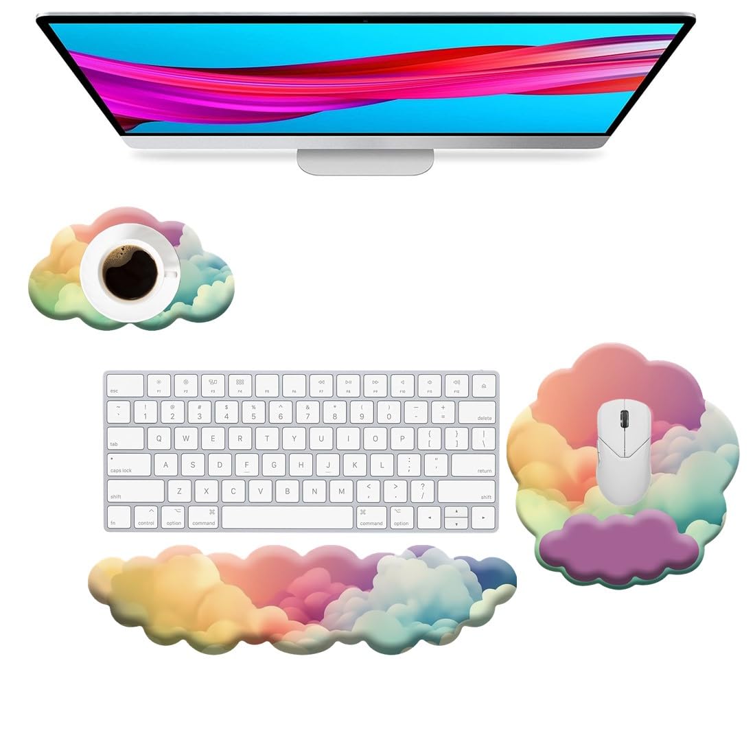 Amazon.com : fonyell Cloud Mouse Pad with Wrist Rest Support Set ...