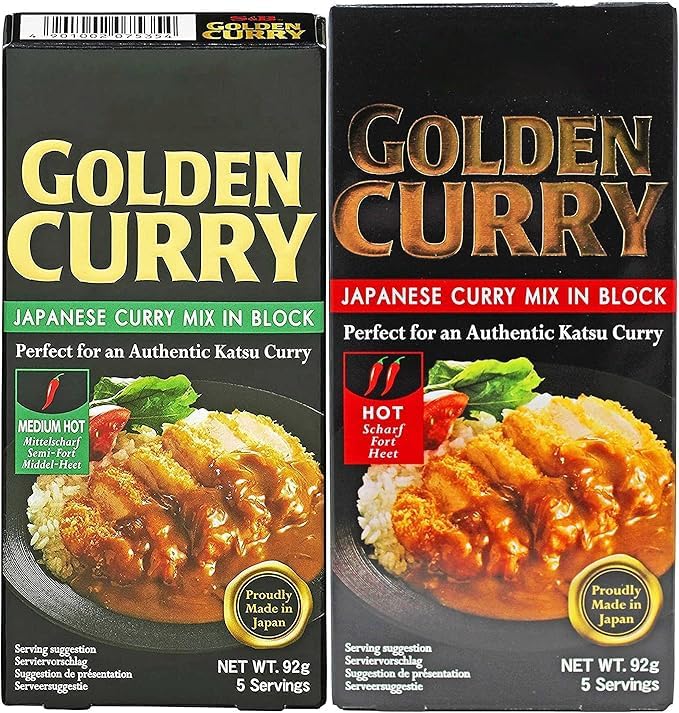 S&B Golden Curry Japanese Curry Mix 92g - Medium & Hot Pack of 2 ...
