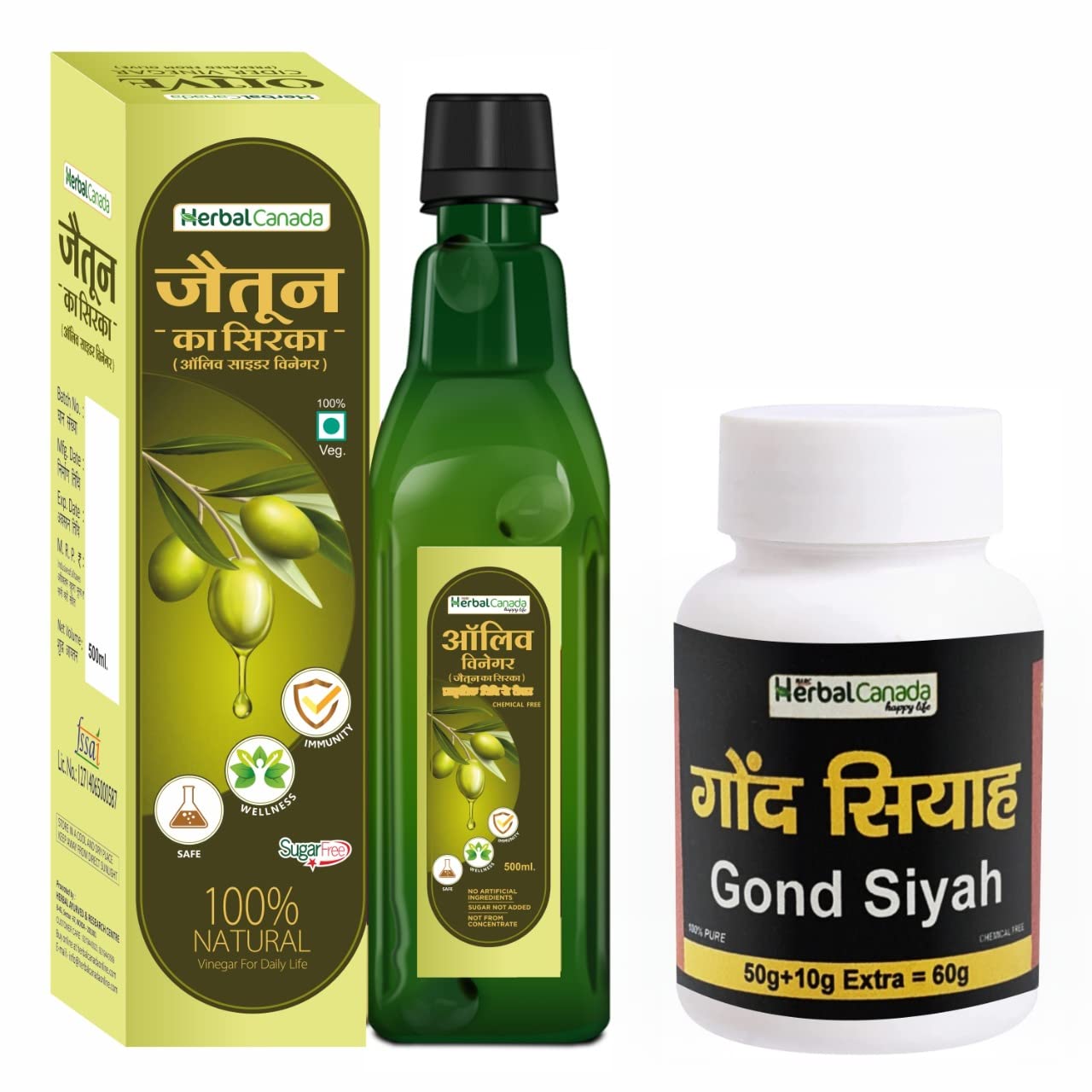 Harc Herbal Canada Jaitun ka sirka ( 500ml ) + Gond Siyah ( 60g ...