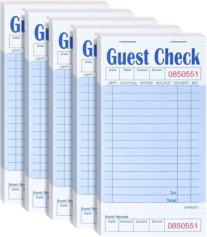 Amazon.com: DGBDPACK Guest Check Books for Servers, 5 Pack of EP-3632-1 ...