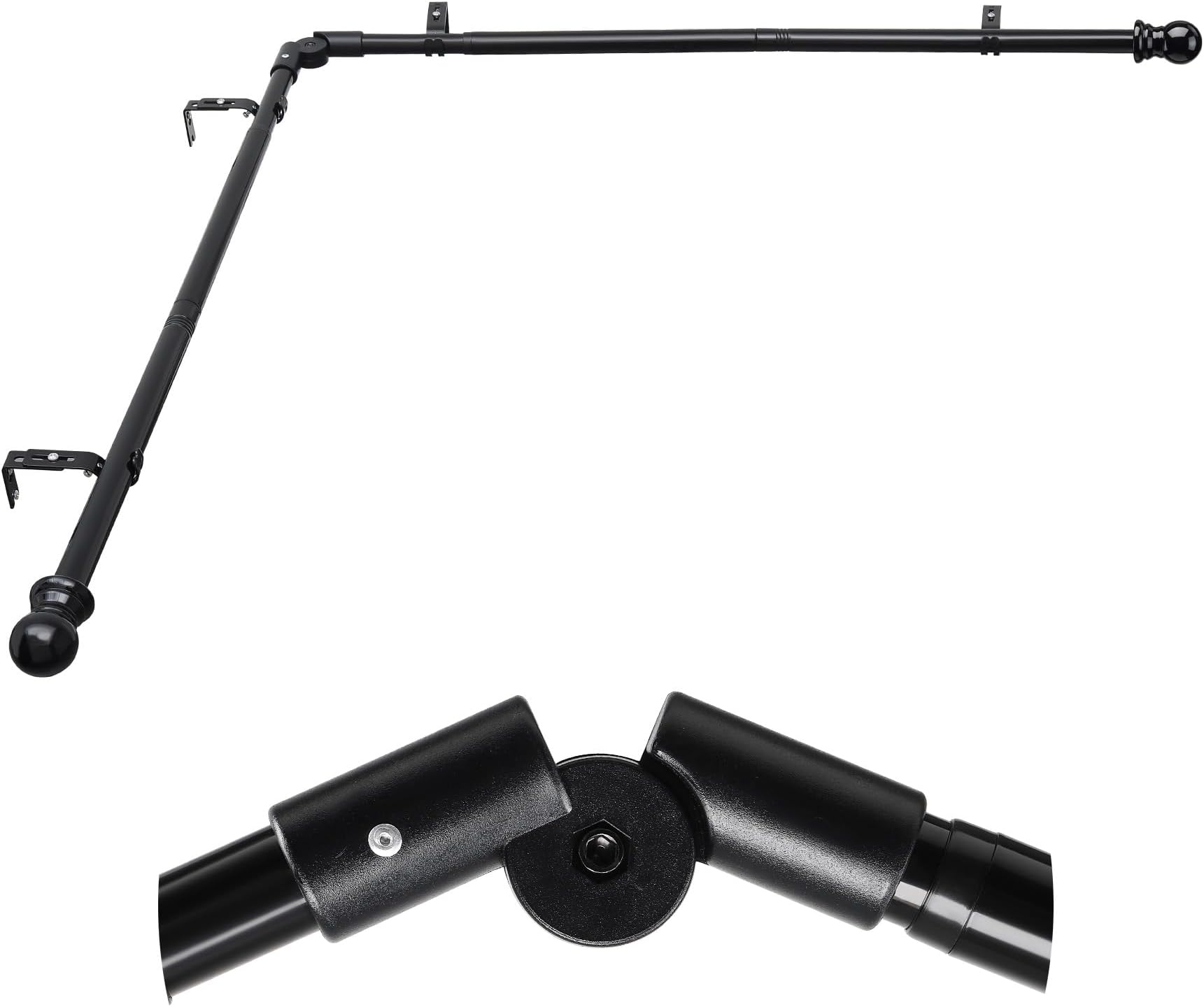 Amazon.com: Corner Window Curtain Rods, L-shaped Curved Curtain Rods ...