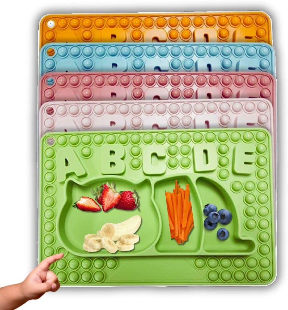 Amazon.com: Interactive Silicone Baby Placemat with Built-in Fidget Pop ...