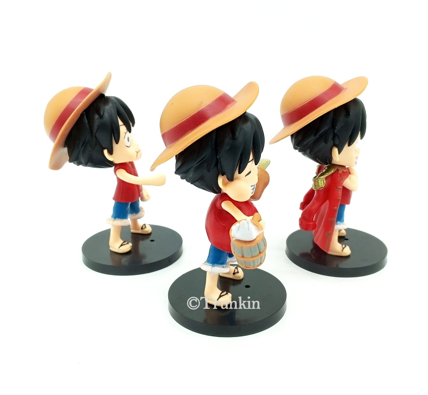 Buy Trunkin One Piece Cute Chibi Kawaii Set of 3 Luffy Action Figure ...