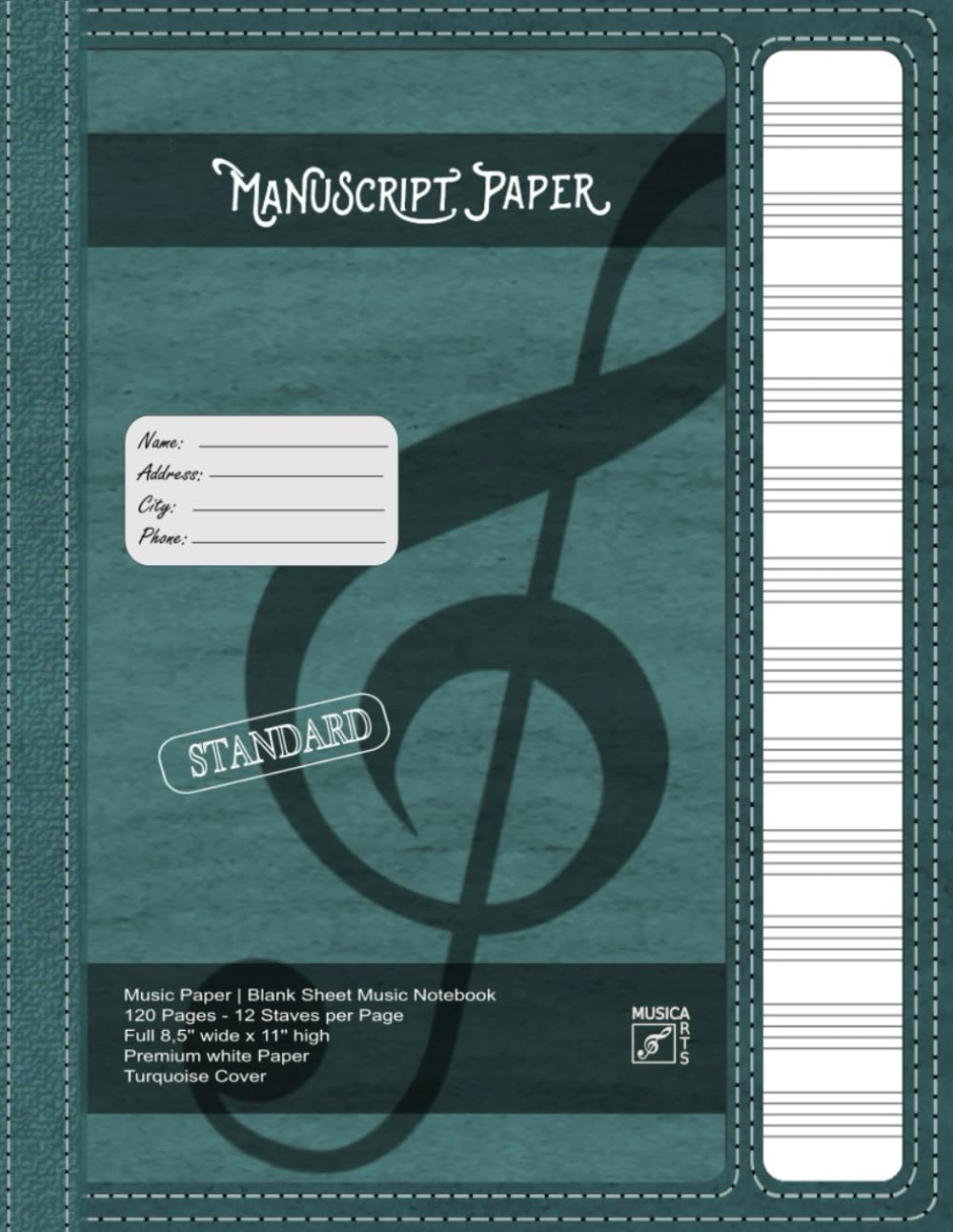 Manuscript Paper | Blank sheet Music Notebook | 120 Pages 12 Staves per ...