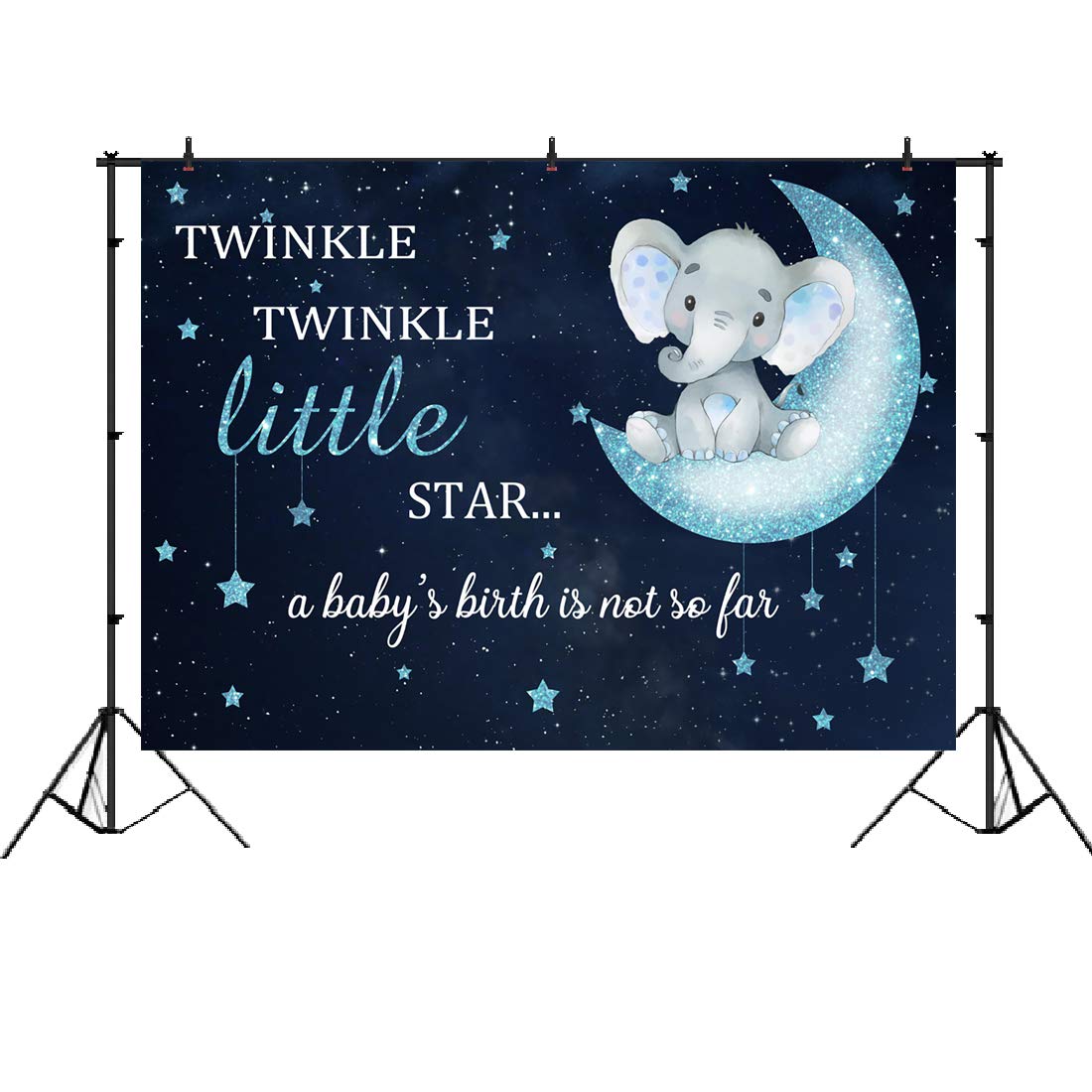 Buy Twinkle Twinkle Little Star Baby Shower Backdrop Blue Elephant ...
