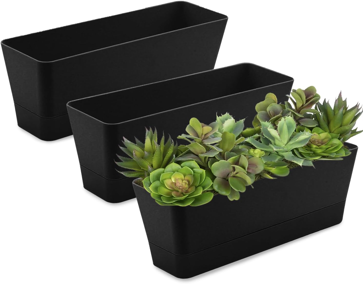 Amazon.com : GROWNEER 3 Packs 17 Inches Black Flower Window Box Plastic ...