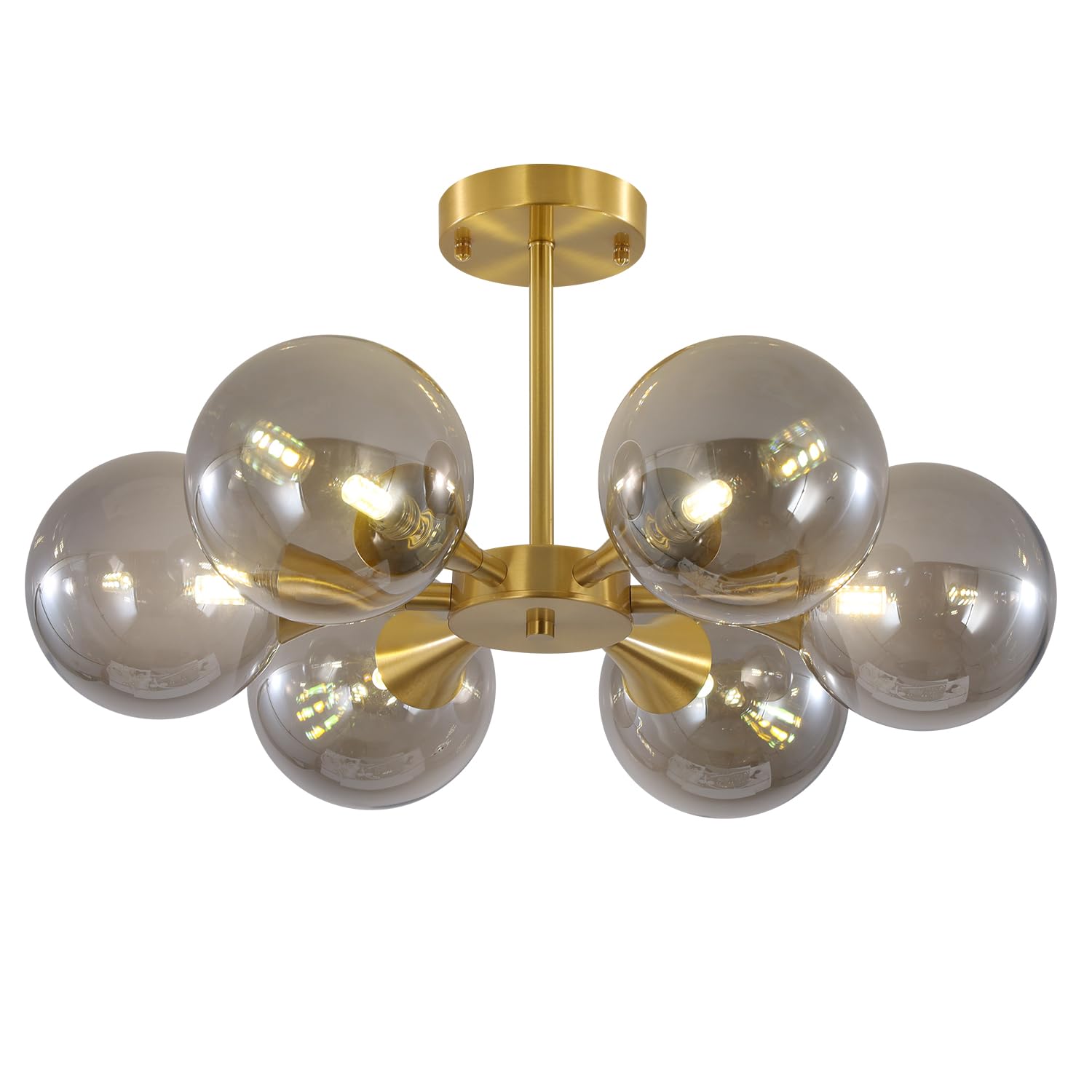 Snapklik.com : KCO 6-Lights Mid Century Modern Globe Ceiling Light Gold ...
