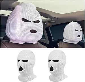 povtii 2 PCS Car Headrest Cover, Funny Face Mask Auto Front Seat Head ...
