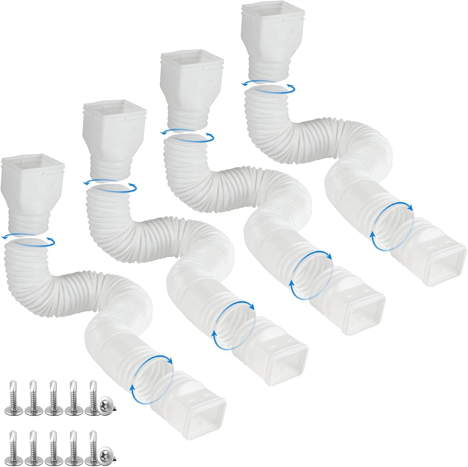 plusgutter 4 Pack Rain Gutter Downspout Extensions Flexible, Drain ...