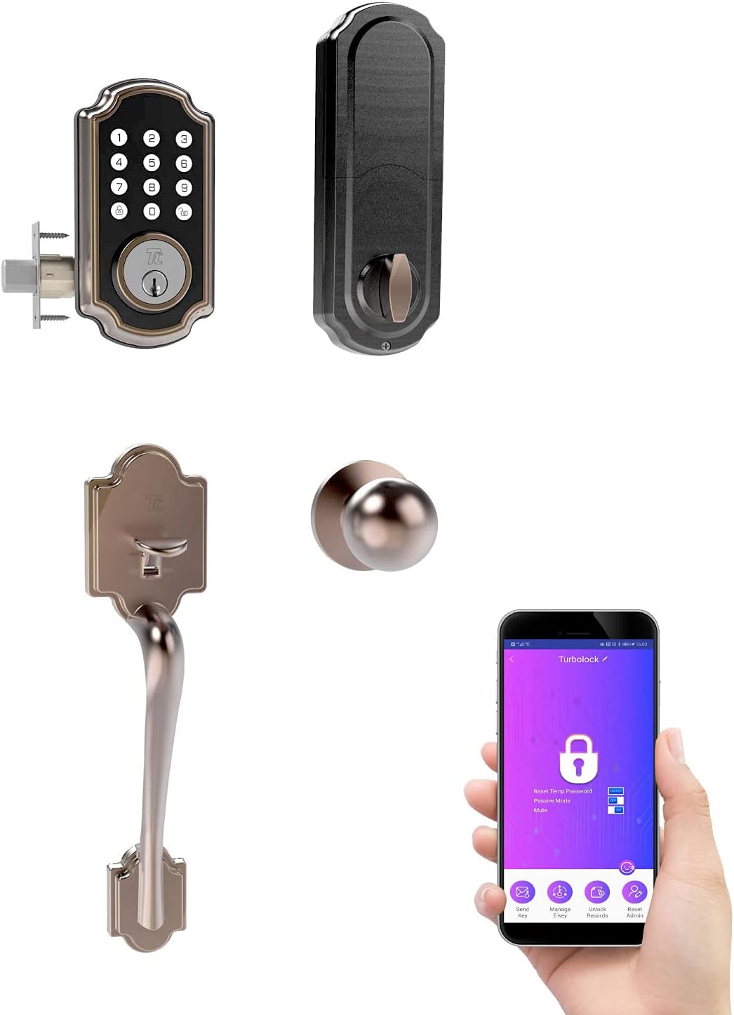 TURBOLOCK Smart Door Lockset Combo — Bluetooth Deadbolt with Keypad ...