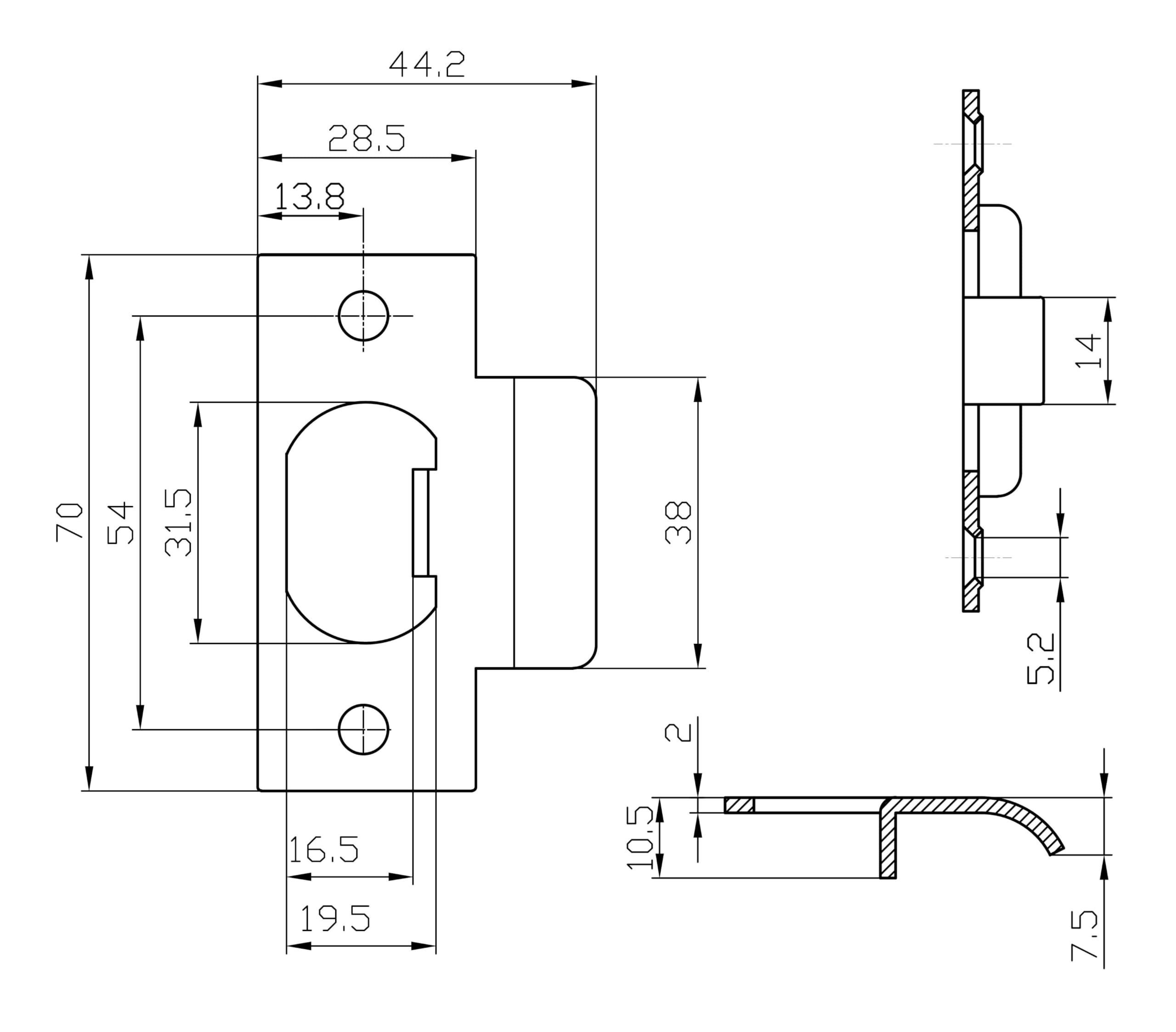 Snapklik.com : Heavy Duty Replacement Strike Plate T Lip Radius Corner ...