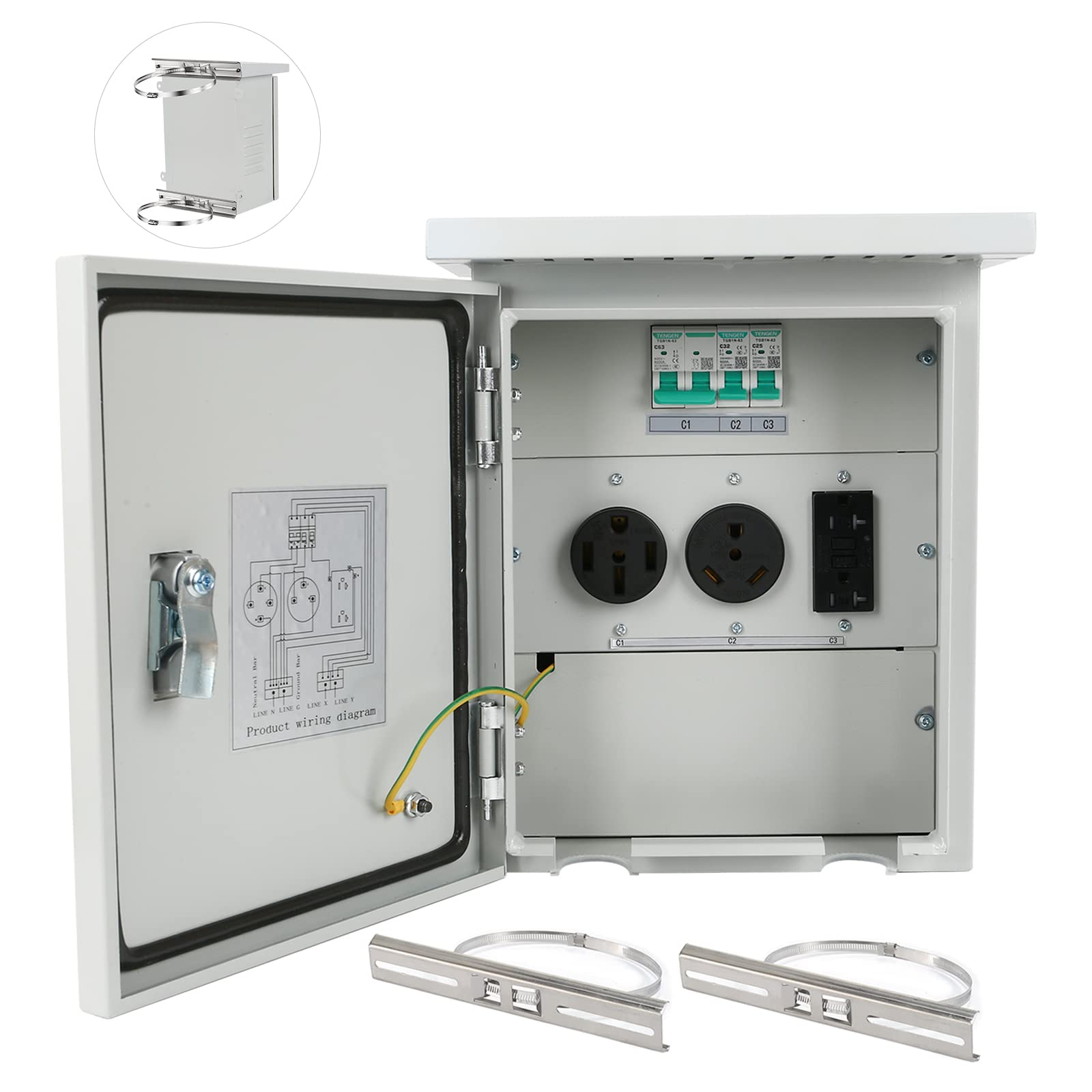 Buy Temporary Power Outlet Panel, RV Power Outlet Receptacle Box ...