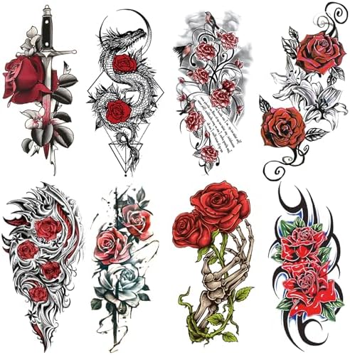 Amazon.com : Oottati 8 Sheets Waterproof Arm Body Art Temporary Tattoo ...