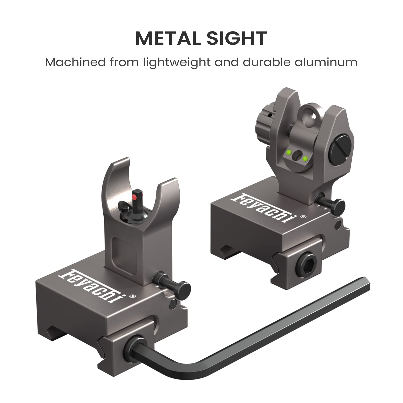 Snapklik.com : Feyachi S27 Fiber Optic Iron Sights Flip Up Front And ...