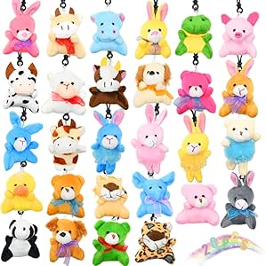 Amazon.com: UMEELR 28PCS Small Stuffed Animal Keychain, Mini Plush ...