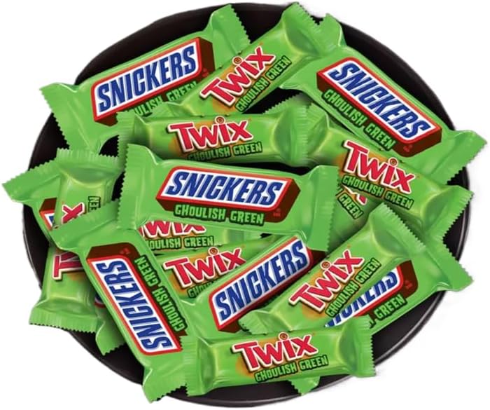 Amazon.com : Snickers & Twix Ghoulish Green Chocolate Halloween Candy ...