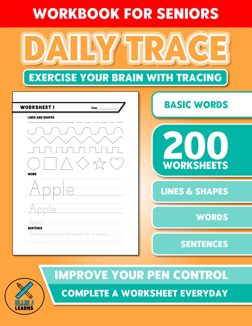 Daily Trace - Workbook For Seniors: Exercise Your Brain With Tracing ...