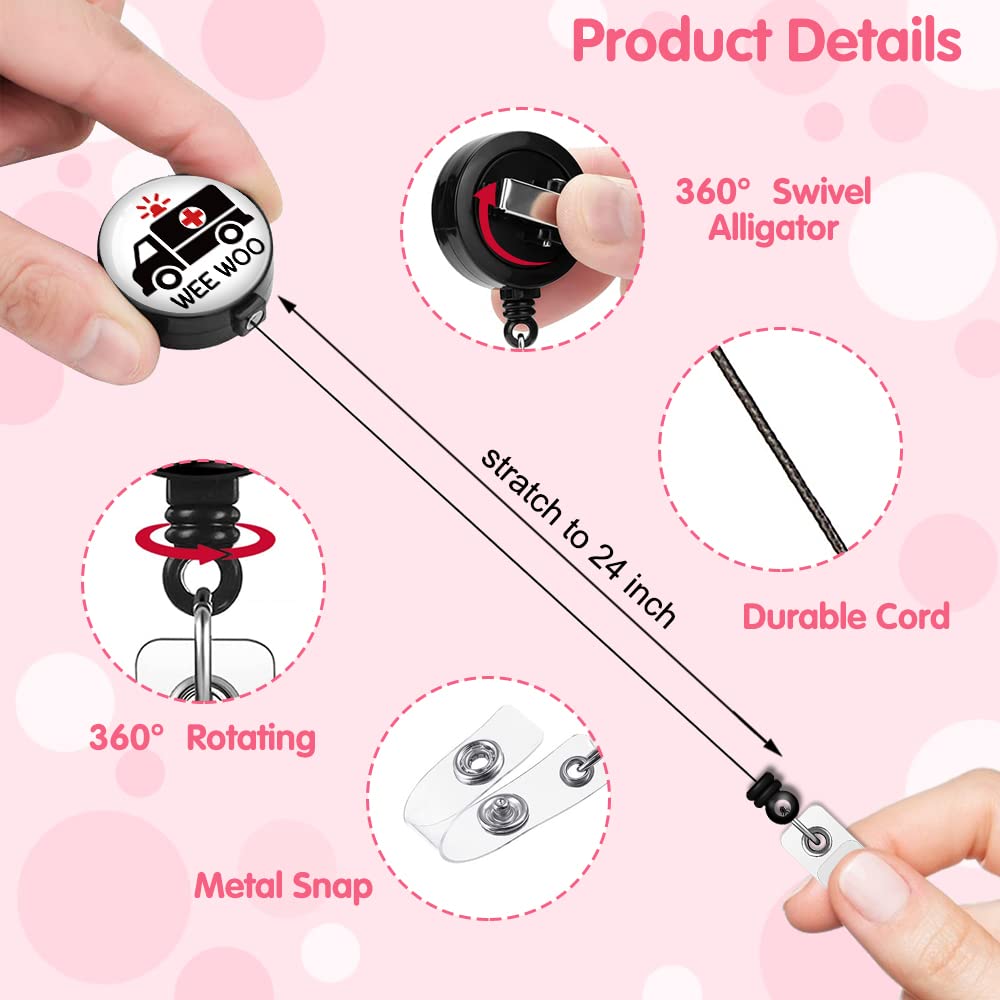 Gifts For Paramedics RZHV Wee Woo Retractable Badge Reel With Alligator ...