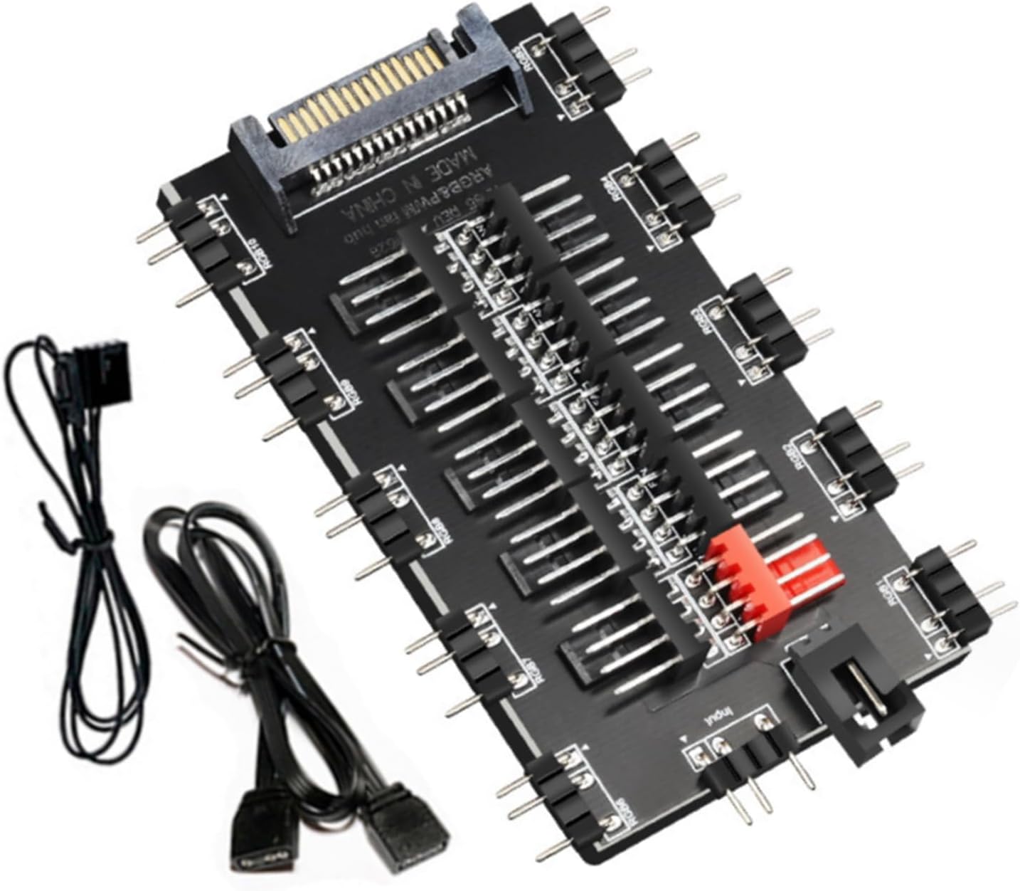 Amazon.com: PWM 4Pin and 5V 3Pin ARGB Hub, 2-in-1 Sync Hub with SATA ...